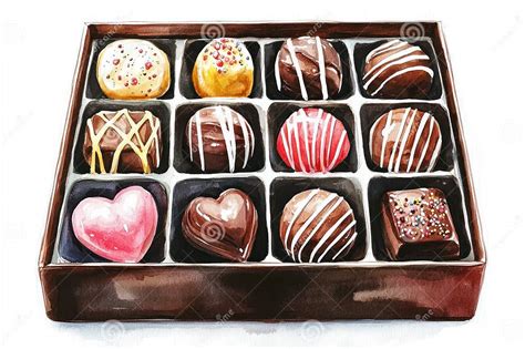 Delightful Assortment Of Cho Tes In Box Featuring Various Shapes And