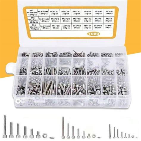 New 1080pcsset Hexagon Socket Screw Suit Bolt Cap Screw Nut Stainless