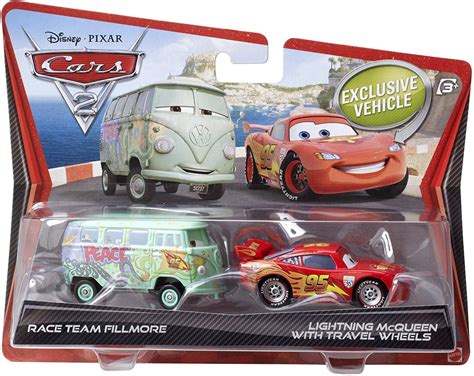 Disney Pixar Cars 2 Movie Race Team Fillmore And Lightning Mcqueen Wit