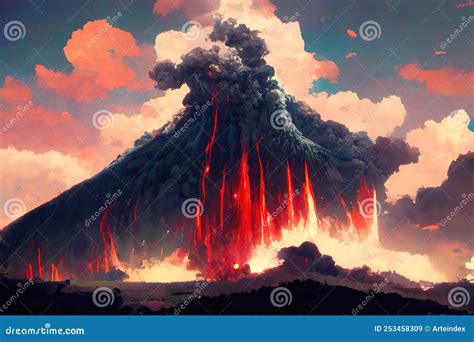 Volcano Eruption Lava Flow Explosion Royalty Free Illustration