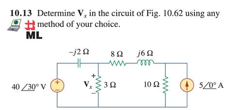 Solved 1013 Determine Vx In The Circuit Of Fig 1062 Using