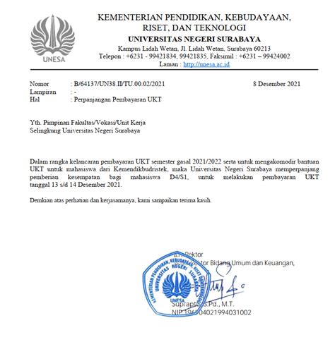 Perpanjangan Pembayaran UKT