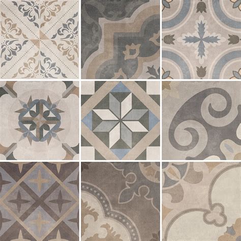 Multicolor Tiles Patchwork Faux Encaustic Tiles Effect 20x20 Italy