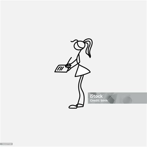Stock Ilustrace Stick Figure Sekretářka Stáhnout Obrázek Nyní