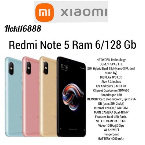 Jual Hp Xiaomi Redmi Note 5 Ram 6128gb Garansi Distributor Shopee