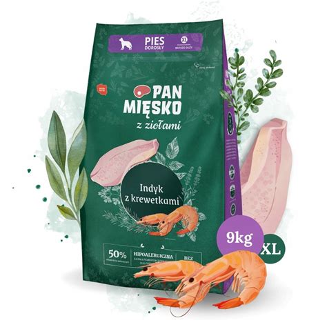 Pan Mięsko z Ziołami karma sucha dla psa INDYK KREWETKI duże rasy XL kg Allegro pl