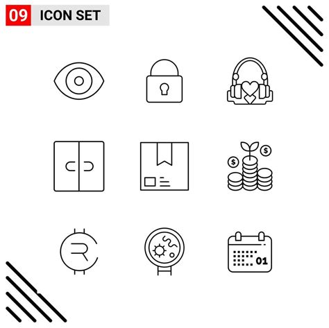 Pixle Perfect Set Of 9 Line Icons Outline Icon Set For Webite Designing And Mobile Applications