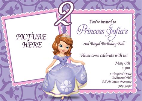 Custom Photo Invitations Sofia The First Birthday Invitation