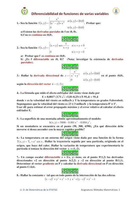 PDF Diferenciabilidad De Funciones De Varias Variables Probar Que
