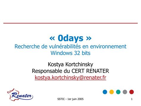 PPT 0days Recherche de vulnérabilités en environnement Windows 32