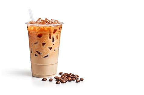 Premium Ai Image Iced Coffee In Plastic Takeaway Glass Isolated On