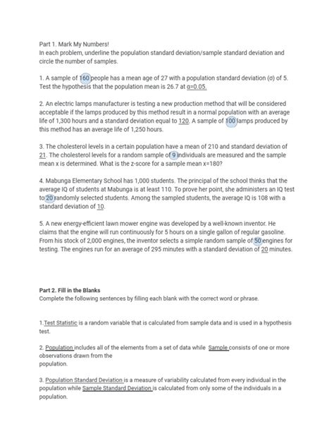 Statistics And Probability Activity Pdf Standard Deviation
