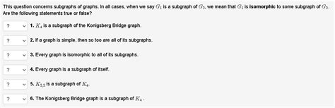 Solved This Question Concerns Subgraphs Of Graphs In All