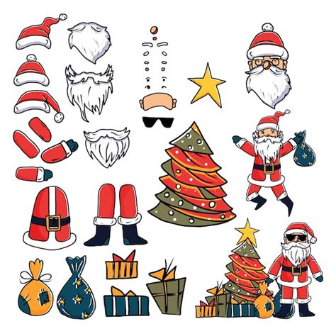 Premium Vector Doodle Santa Character Constructor Moving Arms And