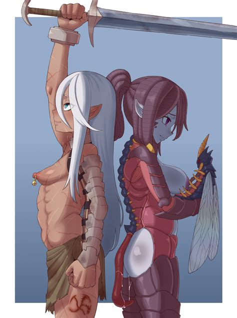 Rule 34 2girls Absurdres Arm Up Armpits Back To Back Bell Blue