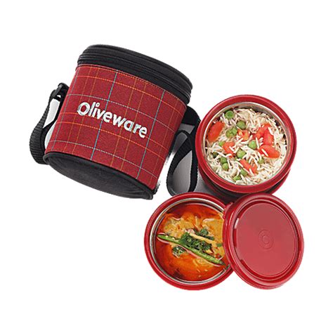 Buy Oliveware Cleo Lunch Box With Bag Help To Keep Food Warm Red