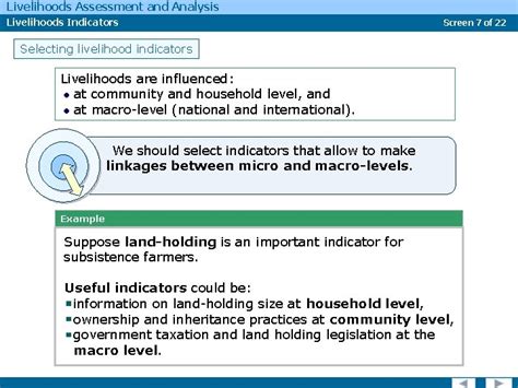 Livelihoods Assessment And Analysis Livelihoods Indicators Learning