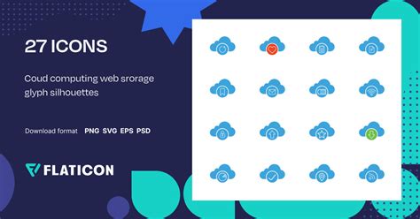 Coud Computing Web Srorage Glyph Silhouettes Icon Pack 27 Svg Icons
