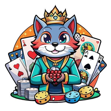Un Dibujo De Dibujos Animados De Un Gato Con Una Corona Y Cartas De