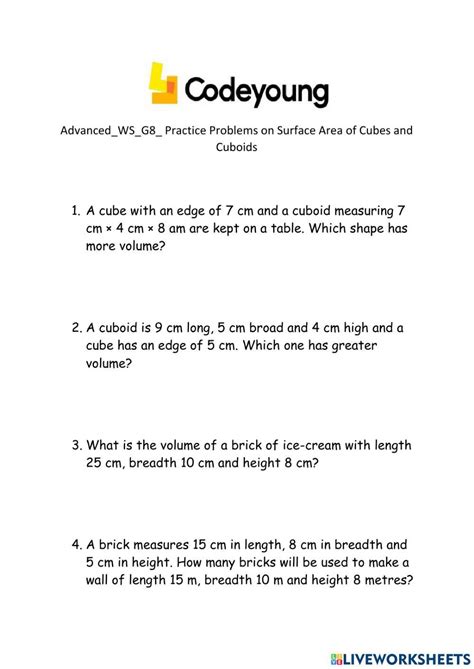 Free Surface Area Word Problems Worksheet Pdf Download Free Surface