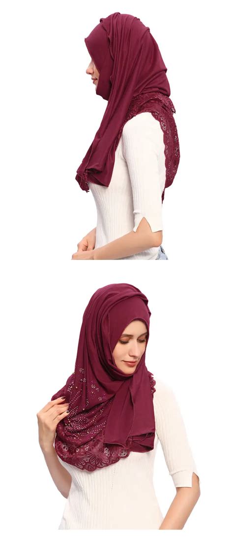 Muslim Headscarf Solid Cotton Flower Diamond Islamic Hijab Scarf Shawls Buy Muslim Headscarf
