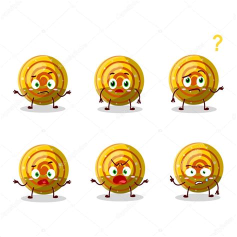 Personaje De Dibujos Animados De Caramelo Gomoso Espiral Amarillo Con