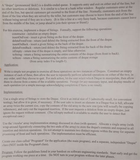 Solved A Deque Pronounced Deck Is A Double Ended