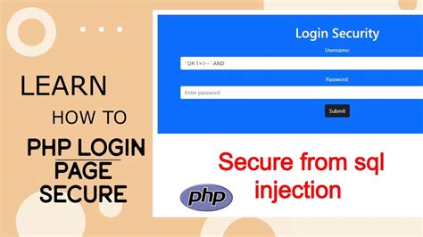 Login Page Php Mysql How To Secure From Sql Injection Youtube