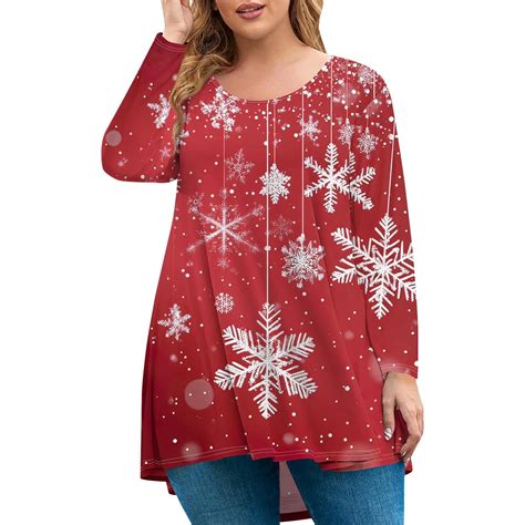 Christmas Womens Plus Size Fall Tops Dressy Fall Long Sleeve Shirts