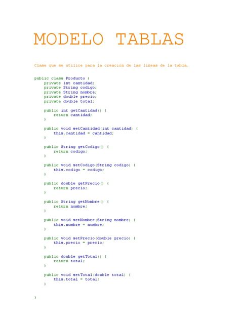 Modelo Tablas Java Java Lenguaje De Programación Programación De Computadoras Prueba