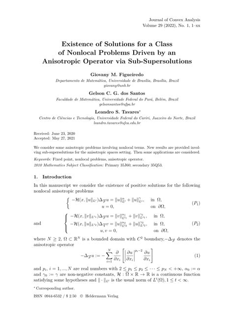 Pdf Existence Of Solutions For A Class Of Nonlocal Problems Driven By