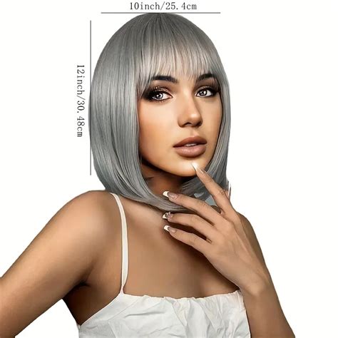 Short Silver Gray Straight Bob Wigs Women Silver Gray Pixie Temu