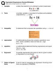 Understanding Mathematical Expressions Variables Terms Course Hero