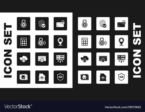 Set Credit Card With Lock Cyber Security Vector Image