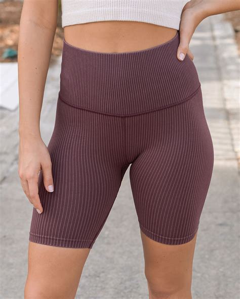 Perfect Fit Ribbed Biker Shorts In Raisin Grace And Lace