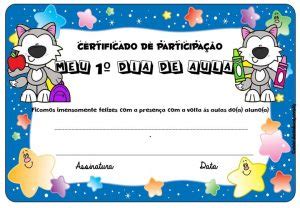 Certificado para 1º dia aula