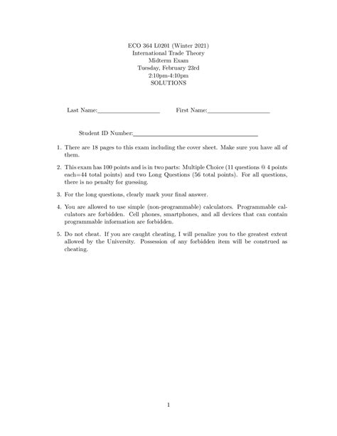 eco364 midterm solutions exams economics docsity