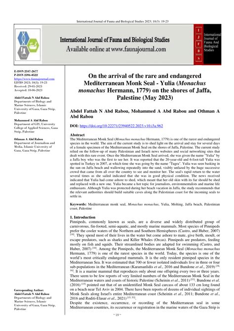PDF On The Arrival Of The Rare And Endangered Mediterranean Monk Seal