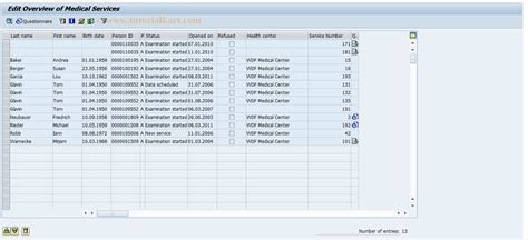 EHSSERV SAP Tcode Medical Service Results Sign Off