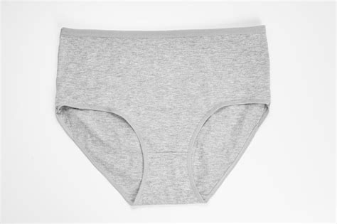 Premium Photo A Gray Cotton Panties On A White Background