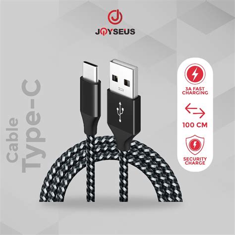 Jual Kabel Data Cable Data Type C Tipe C Usb Jm Joyseus Braided Gold Plated Plug Blue