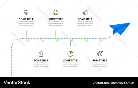 Infographic Template Paper Plane With Line And 6 Vector Image