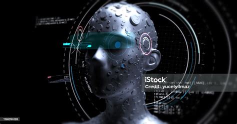 미래지향적인 휴머노이드 남성 로봇 분석 데이터 3d 일러스트 렌더링 3차원 형태에 대한 스톡 사진 및 기타 이미지 3차원 형태 4k해상도 Cpu Istock