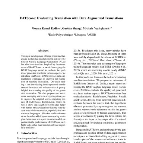 DATScore Evaluating Translation With Data Augmented Translations ACL Anthology
