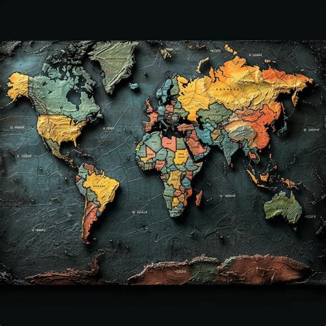 El Mapa Del Mundo De Colores Foto Premium