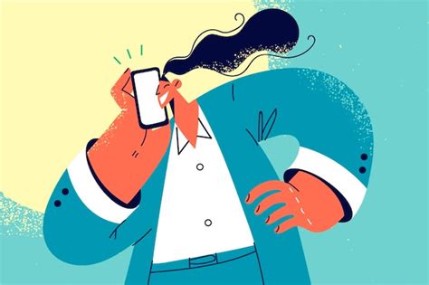 Premium Vector Smiling Businesswoman Talk On Cellphone