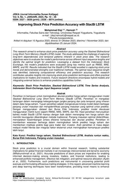Pdf Improving Stock Price Prediction Accuracy With Stacbi Lstm