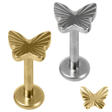 Titanium Internally Threaded Labrets 12mm Titanium Skipper Butterfl