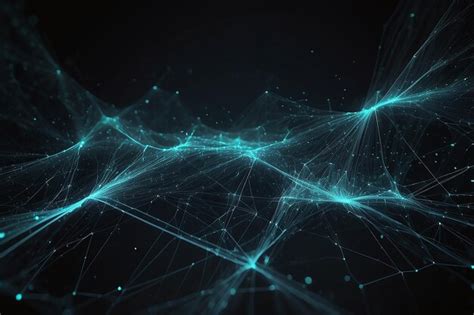 Premium Photo Glowing Particle Data Flowing In The Network On A Dark Background