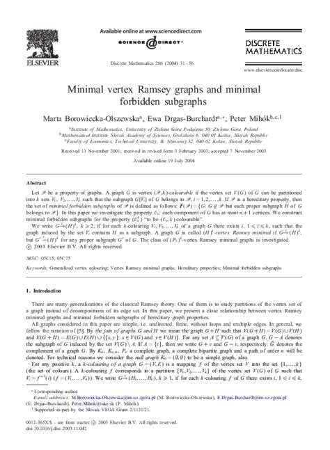 Pdf Vertex Ramsey Graphs With Minimal Subgraphs